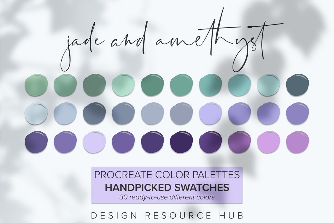 Procreate Color Palette Jade And Amethyst • Graphic Design Resource • Ipad Design Etsy