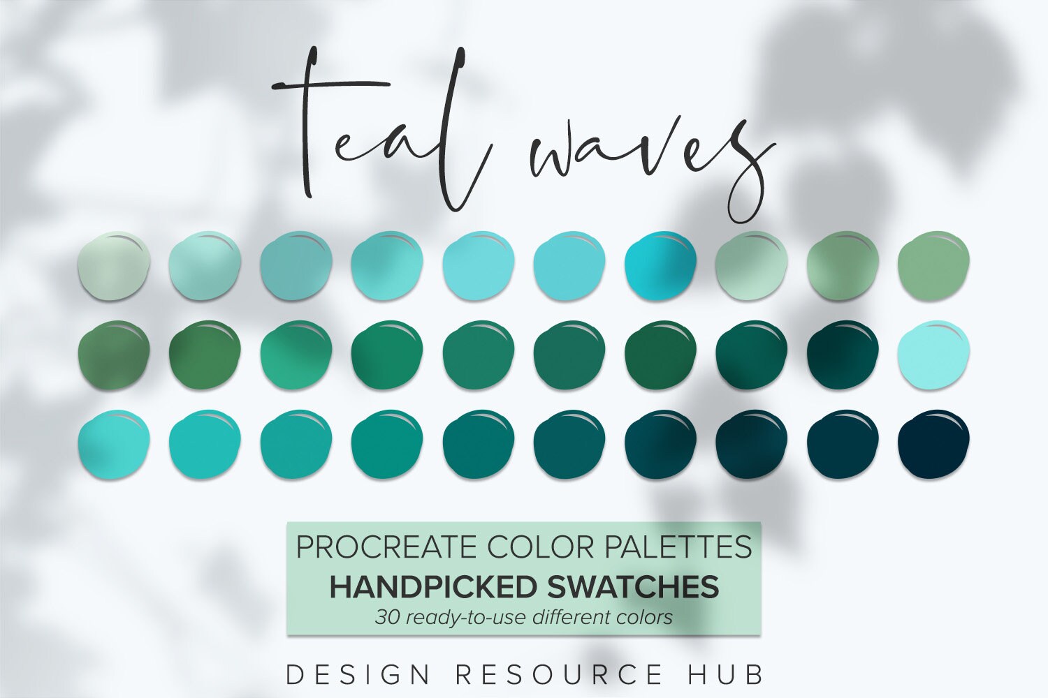 Procreate Color Palette: Teal Waves Graphic Design Resource | Etsy