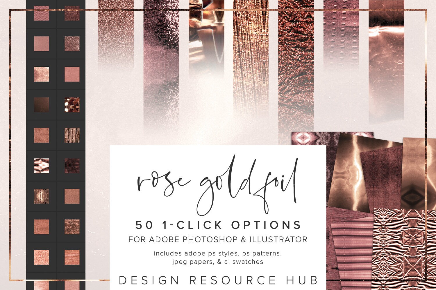 Rose Gold Foil Photoshop Style Pack • One Click Layer Style Pack ...