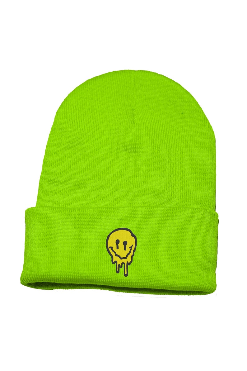 Smiley Face Drip Beanie Embroidered Beanie Aesthetic - Etsy