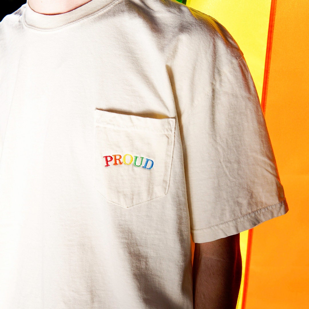 Proud Rainbow Pocket Tee | LGBTQ+ Pride Shirt | Pride Embroidery ...
