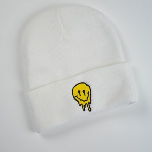 Smiley Face Drip Beanie | Embroidered Beanie | Aesthetic Beanie | Cute ...