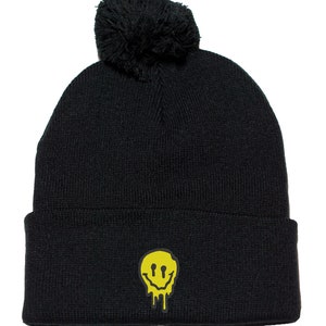 Smiley Face Drip Beanie | Embroidered Beanie | Aesthetic Beanie | Cute ...