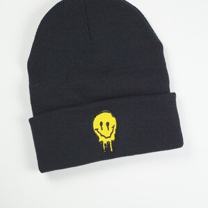 Smiley Face Drip Beanie | Embroidered Beanie | Aesthetic Beanie | Cute ...