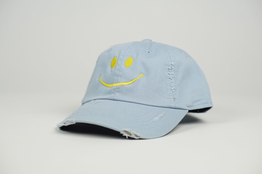 Smiley Face Distressed Dad Hat | Smiley Face Hat | Baseball Cap | Dad ...