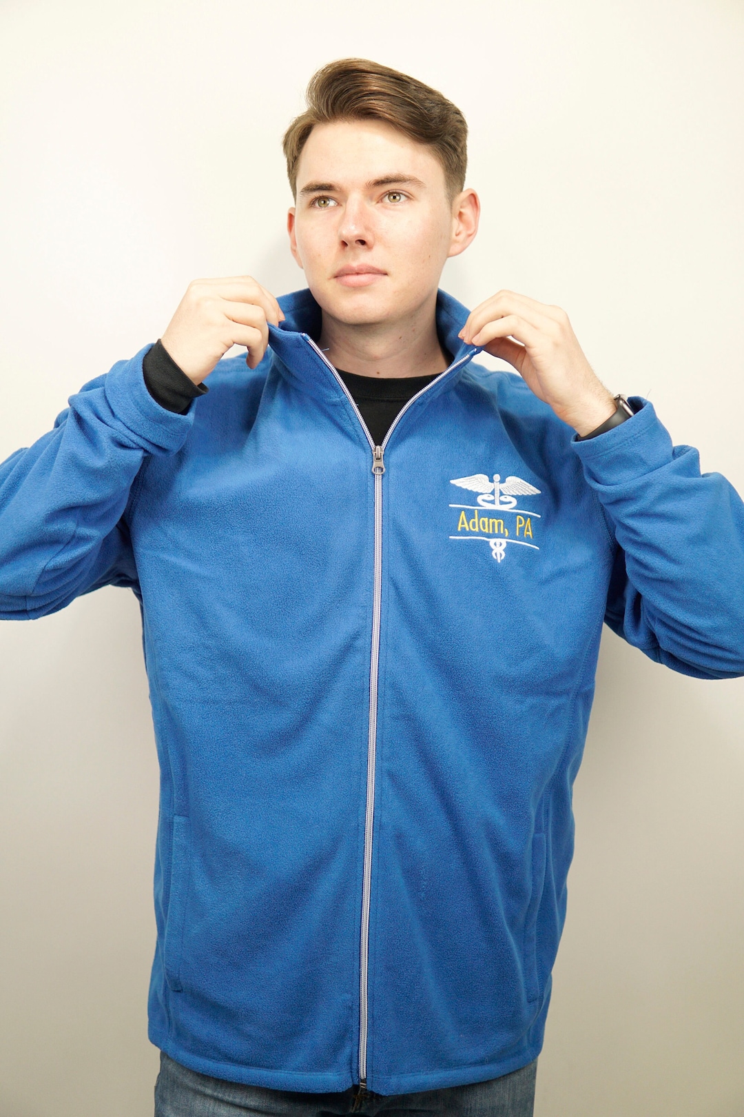 Personalized Caduceus Jacket With Name | Microfleece Jacket | Physician ...