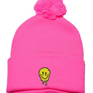 Smiley Face Drip Beanie | Embroidered Beanie | Aesthetic Beanie | Cute ...
