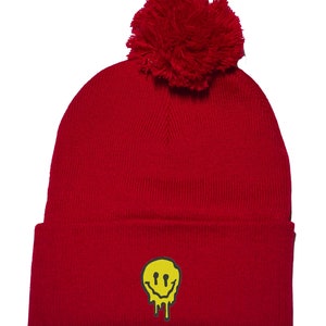Smiley Face Drip Beanie | Embroidered Beanie | Aesthetic Beanie | Cute ...