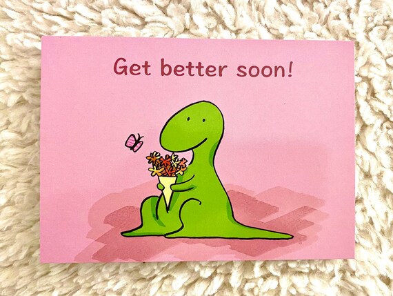 Get better soon card Dinosaur | Etsy