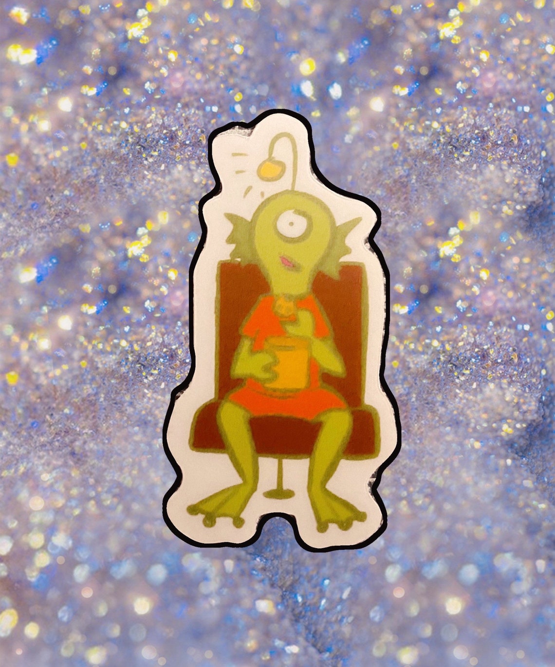 Alien Eating Chips Transparent Computer Sticker - Etsy