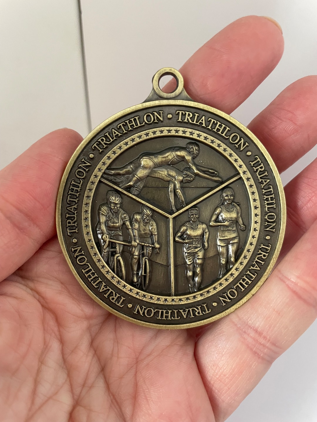 TRIATHLON Engraved 60mm Gold / Bronze Medal, Personalise With Your Own ...
