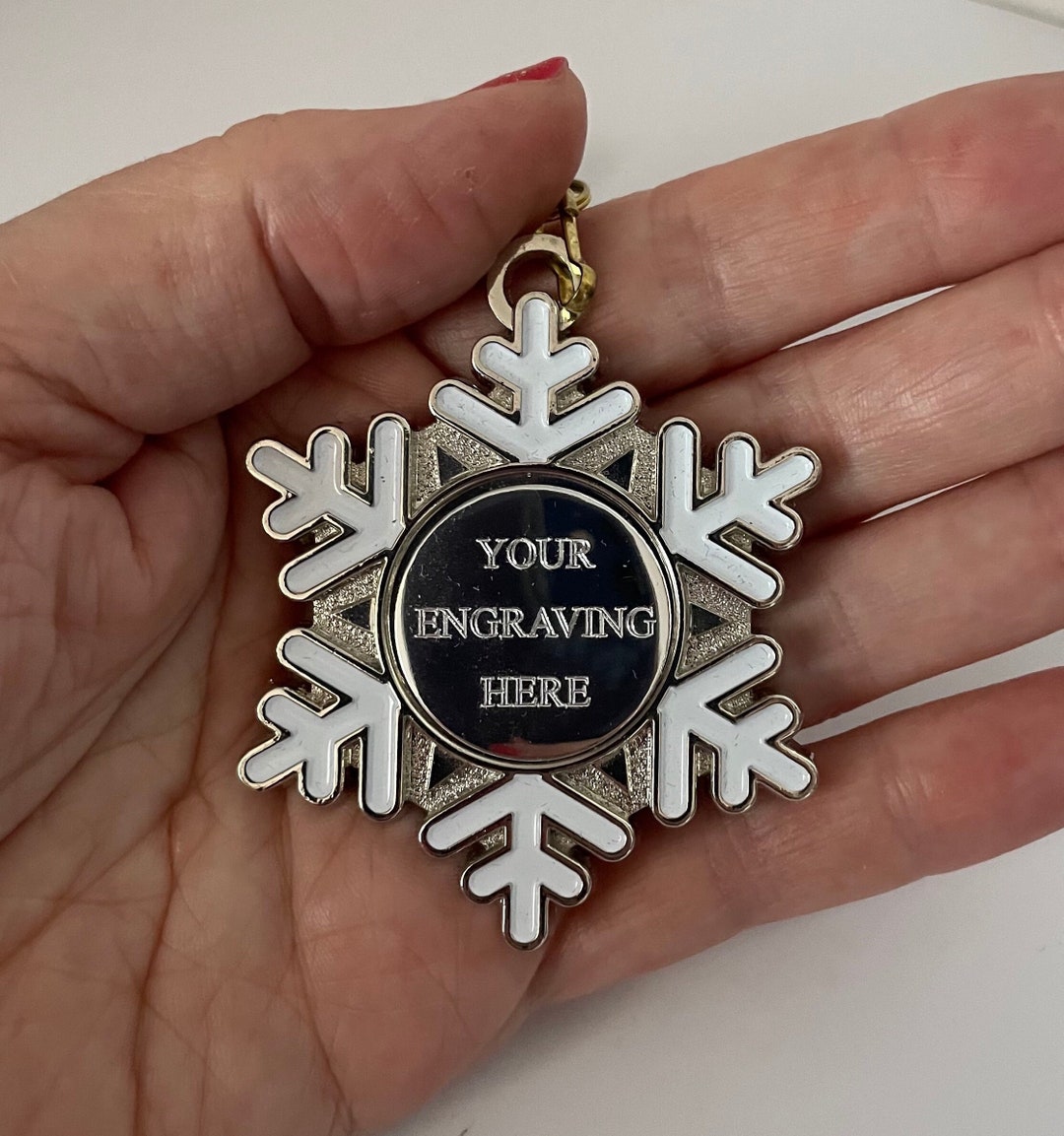 Engraved SNOWFLAKE Medal in Organza Gift Pouch, Personalise With Your ...
