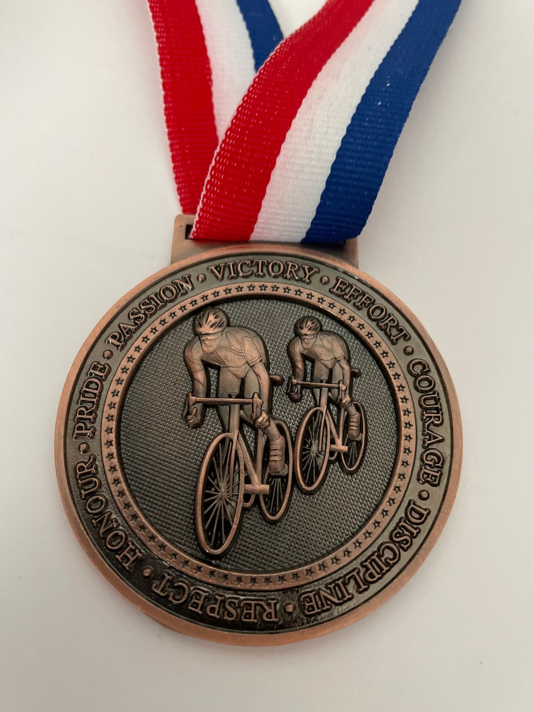 CYCLISTS Engraved 60mm Medal, Gold / Bronze Medallion, Personalise With ...