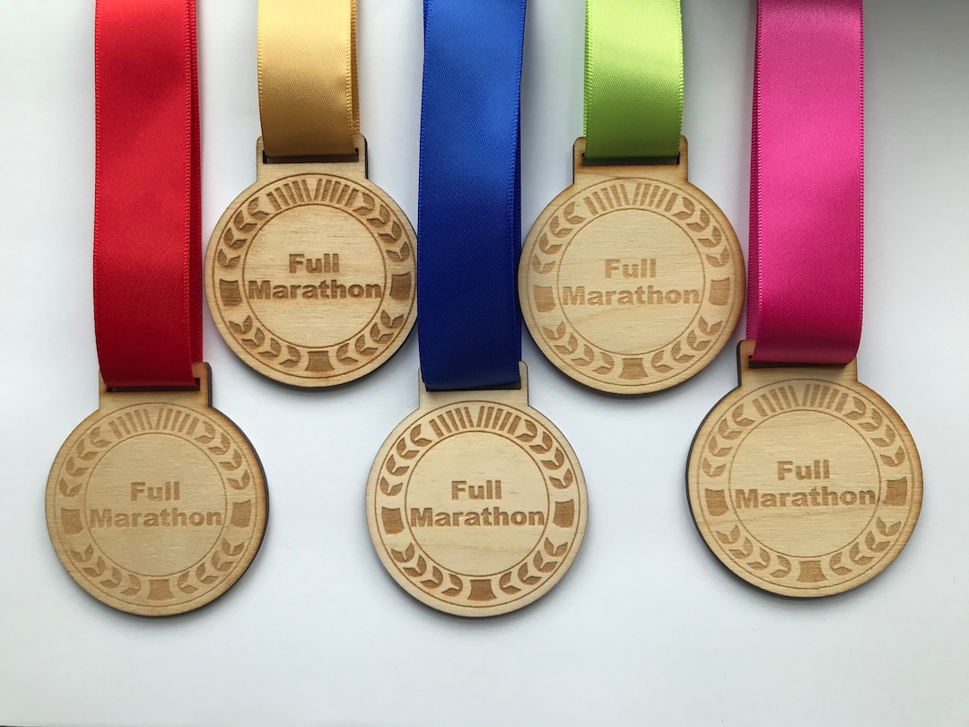 MARATHON Wooden Running Medal - Etsy