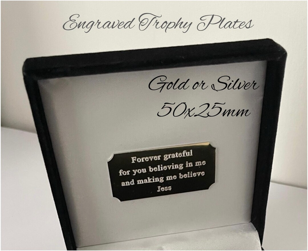 50x25mm Engraved Trophy Plate, Gold or Silver Aluminium With Self ...