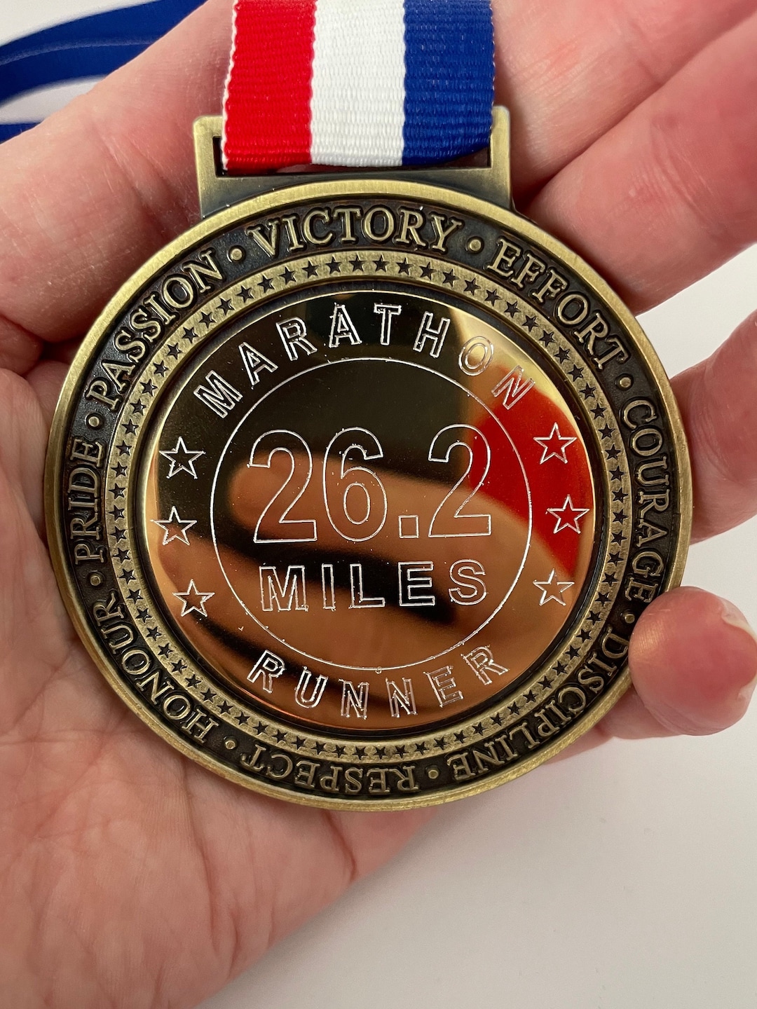 MARATHON 26.2 Miles Engraved Running Medal, Gold, Silver or Bronze ...