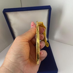 NEW LARGE 87mm Shiny Gold Medal in a Velvet Case, Personalise With ...
