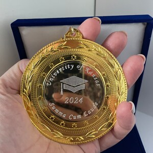 NEW LARGE 87mm Shiny Gold Medal in a Velvet Case, Personalise With ...