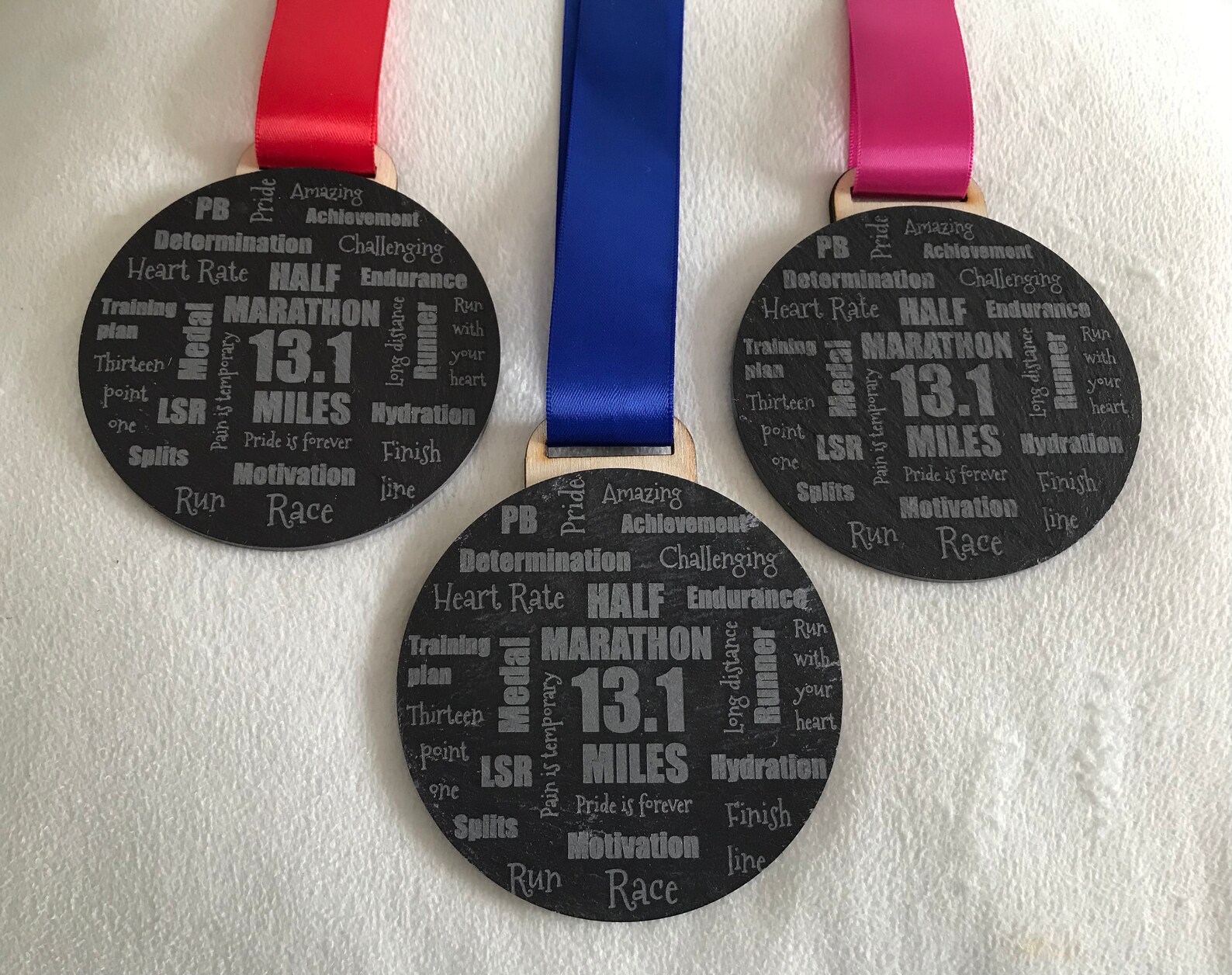 Slate HALF MARATHON 13.1 Miles Running Medal Marathoner - Etsy