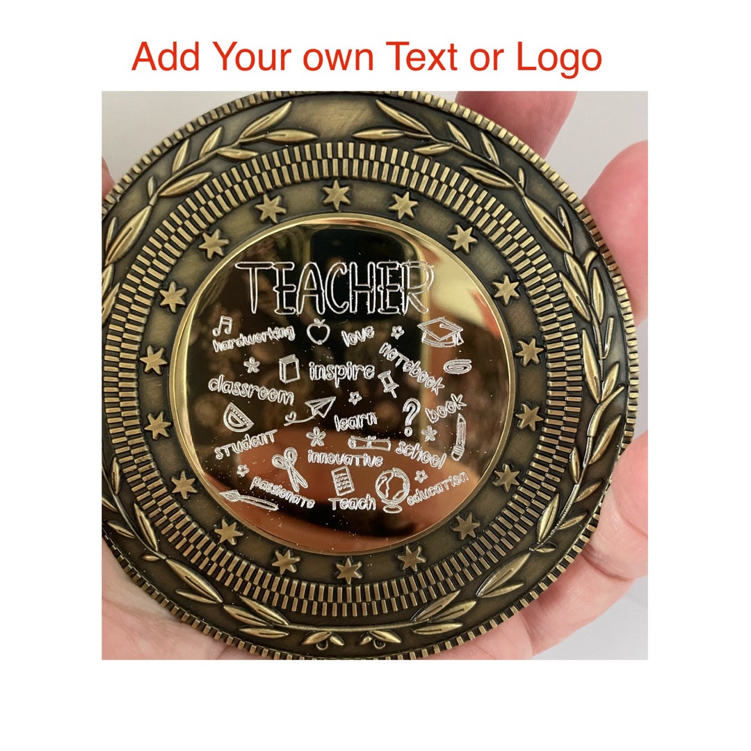 87mm MEDALLION Engraved Gold Medal Only or Add a Velvet Case ...