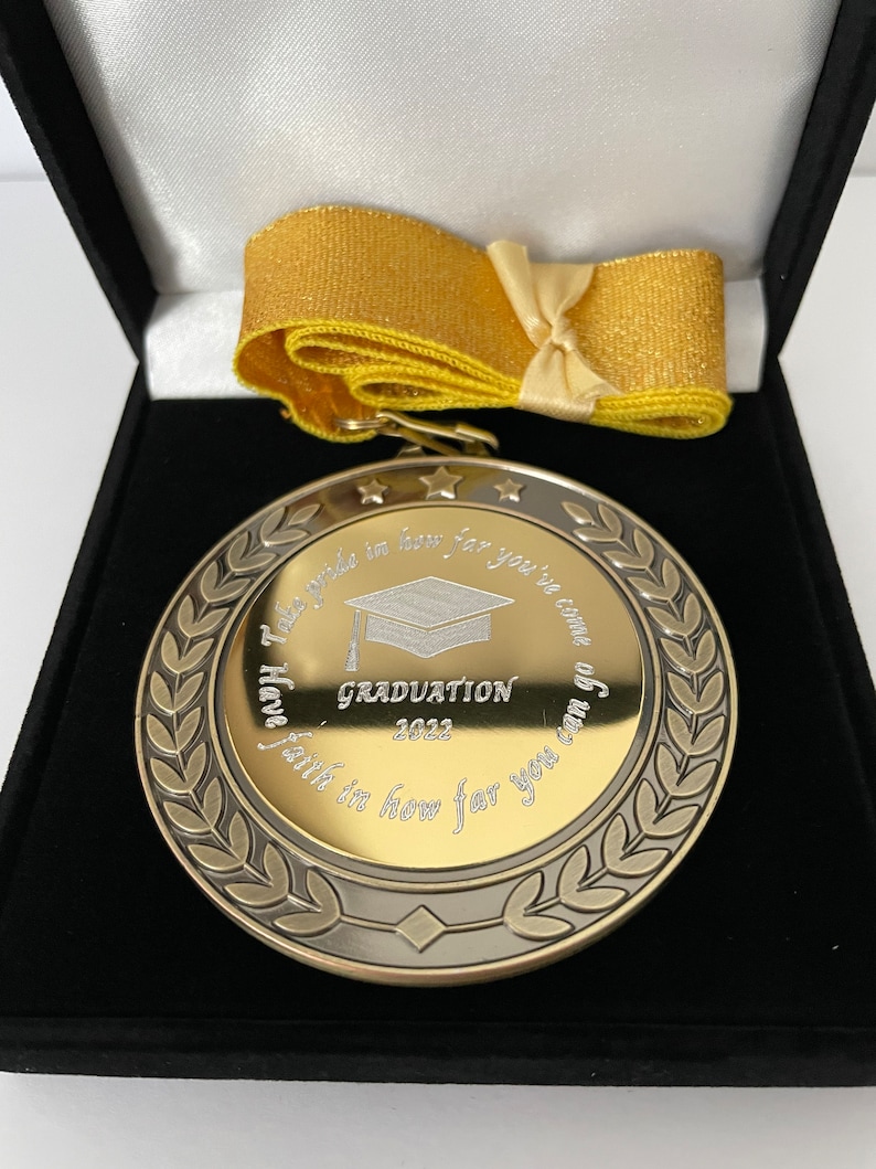 Engraved GRADUATION CAP Logo Medal Quality Antique Gold Medal - Etsy
