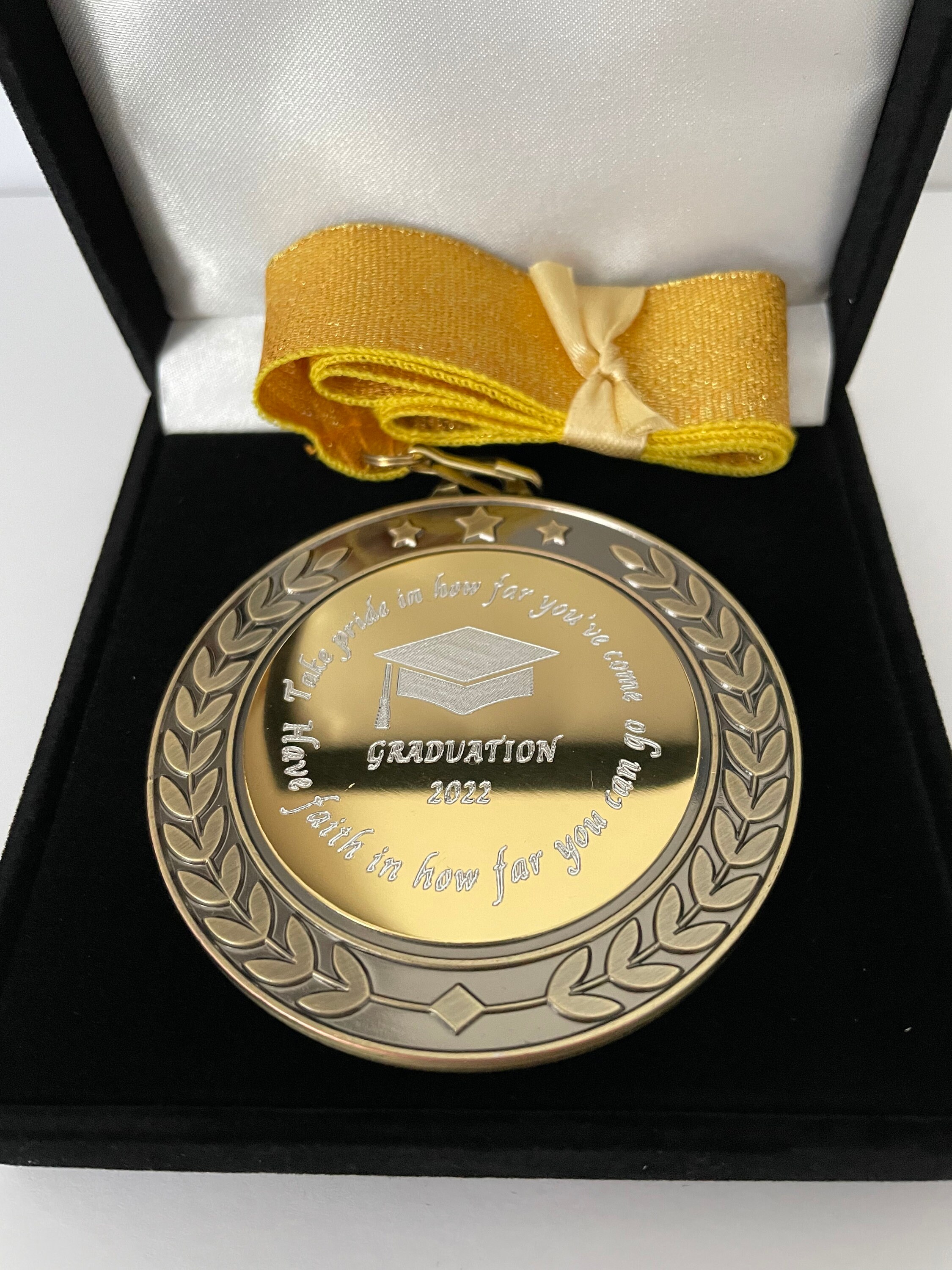 Engraved GRADUATION CAP Logo Medal Quality Antique Gold Medal - Etsy