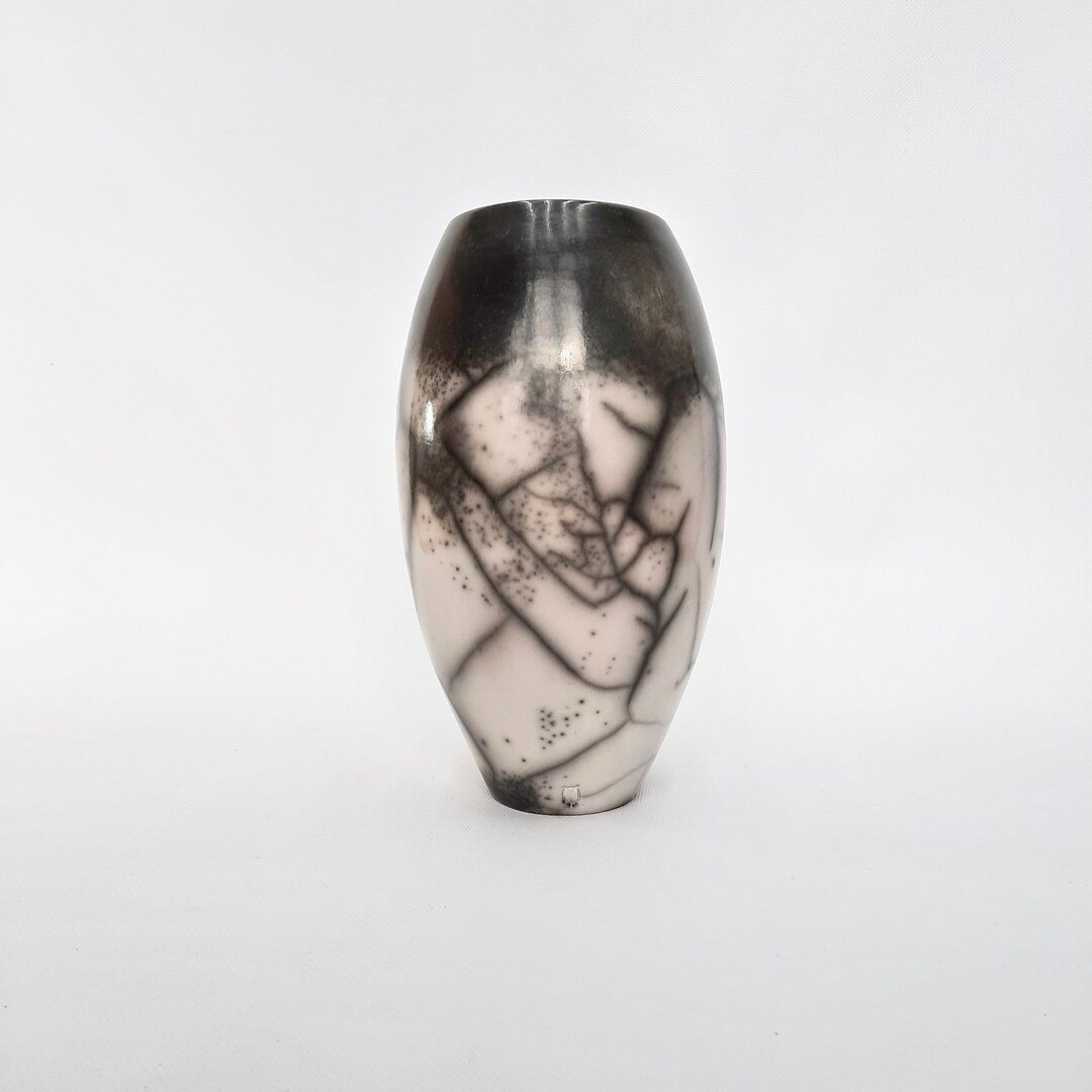Handmade Naked Raku Ceramic Gray Vase / Home Decor Clay Vase / Dried ...
