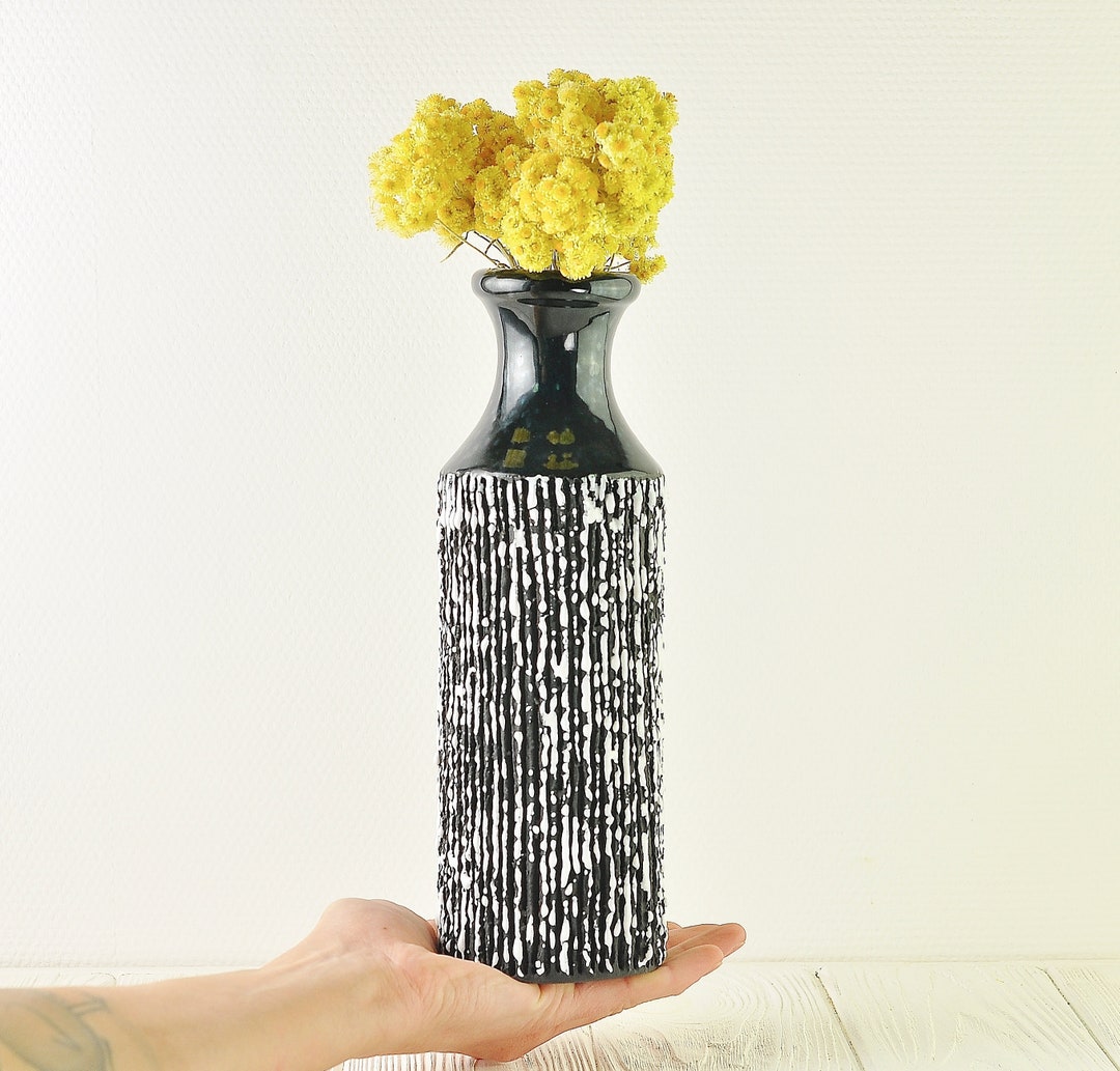 Contemporary Ceramic Flower Vase/ Handwork/ Black Vases/ Interior Decor ...