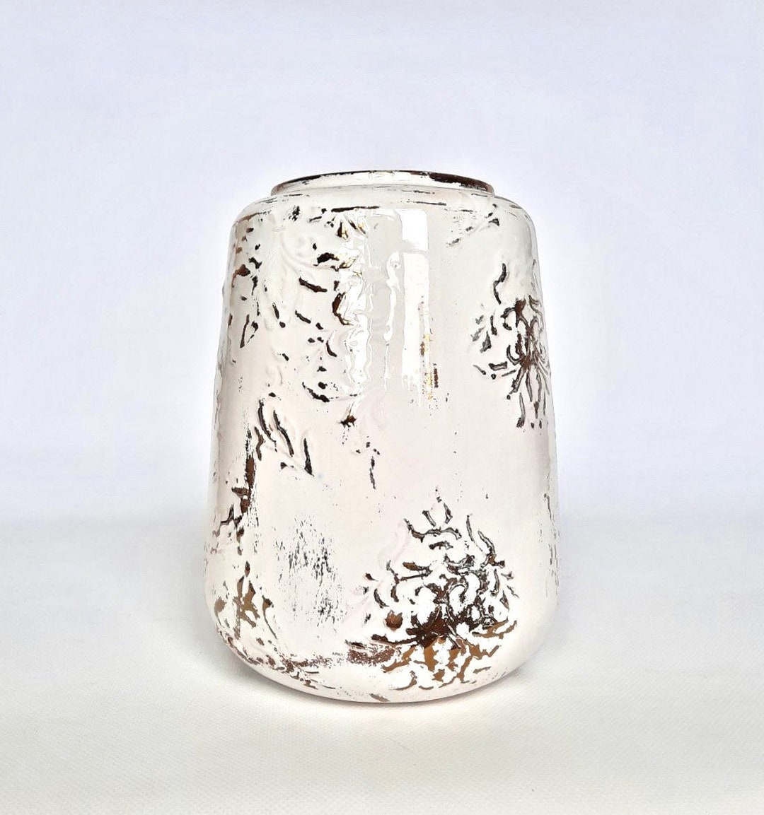 Handmade White Ceramic Flower Vase: Modern Gilding Home Decor - Etsy