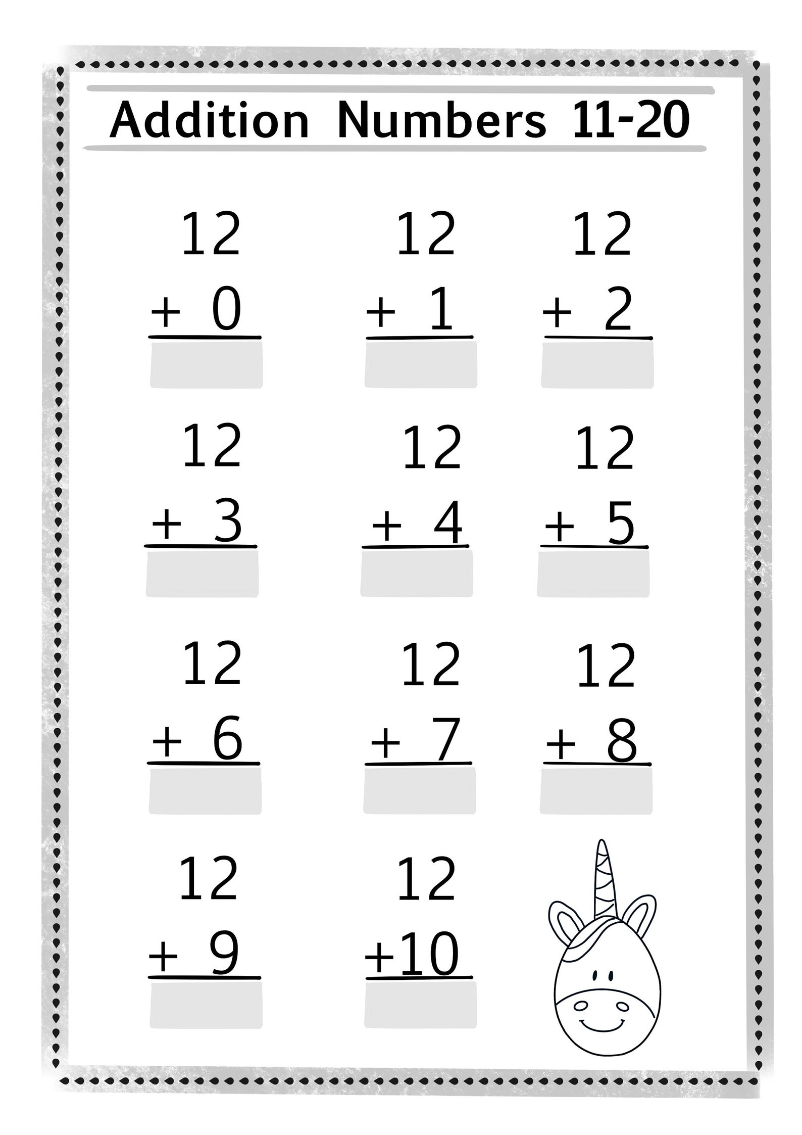 Download PDF/ 20 Printable Addition Worksheets/ Numbers 11-20/ | Etsy