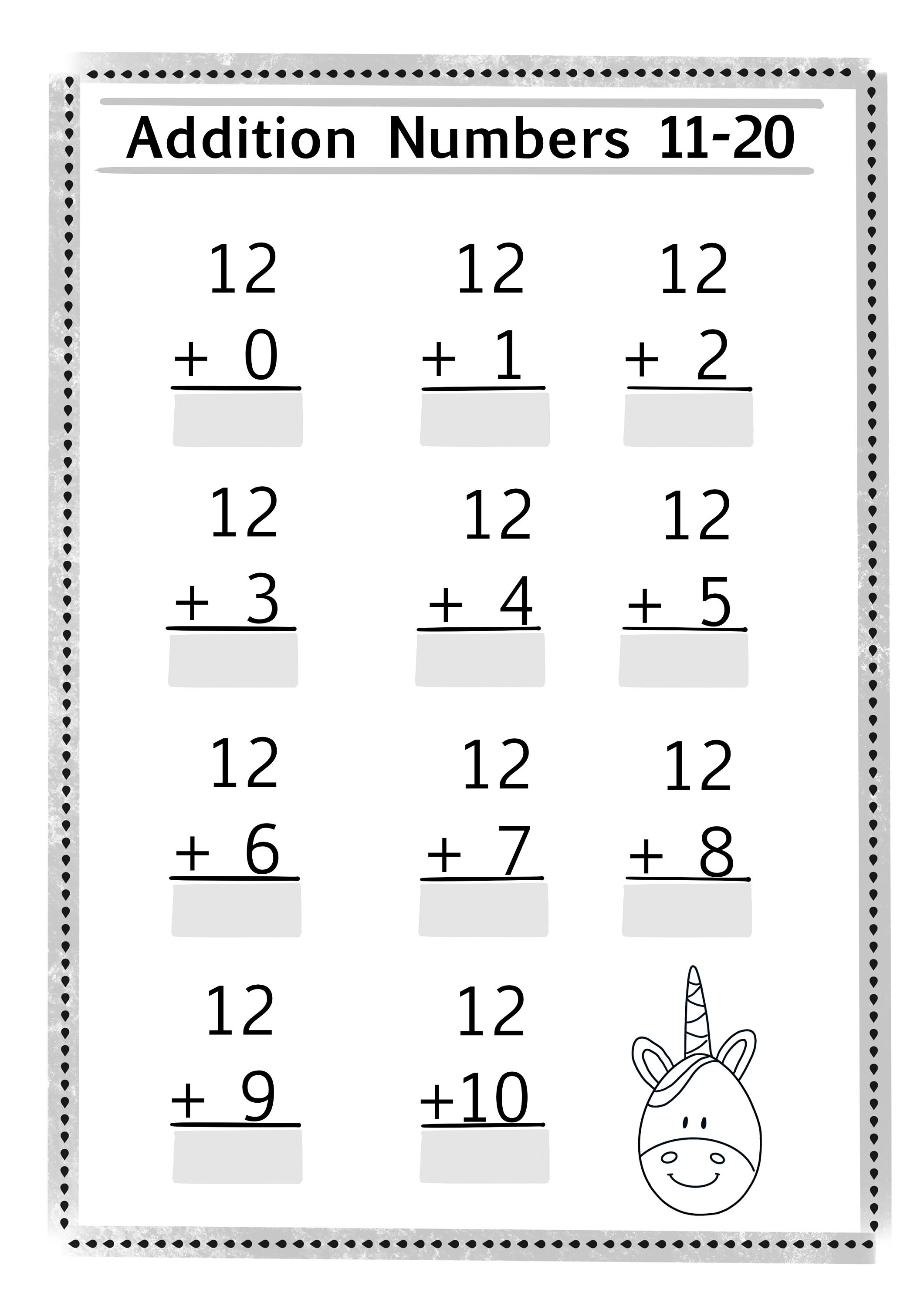 Download PDF 20 Printable Addition Worksheets Numbers 11 20 Etsy