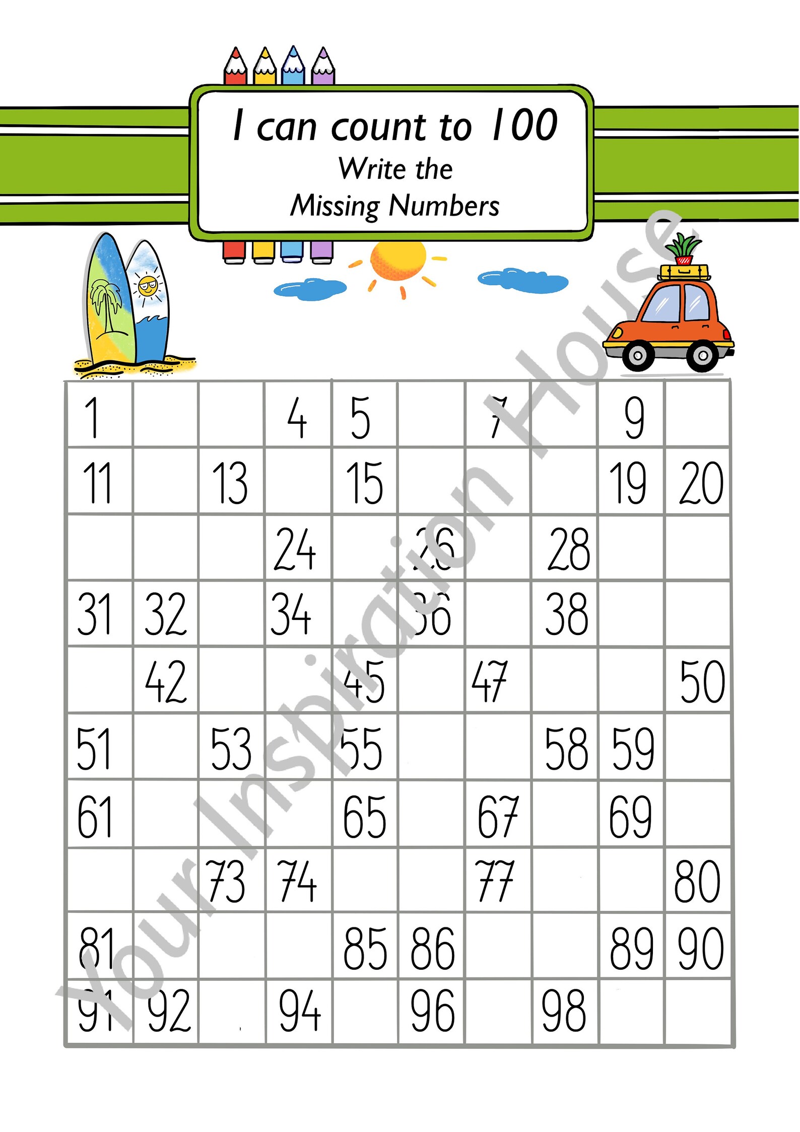 Download PDF I Can Count To 100 Early Education Early Math Etsy