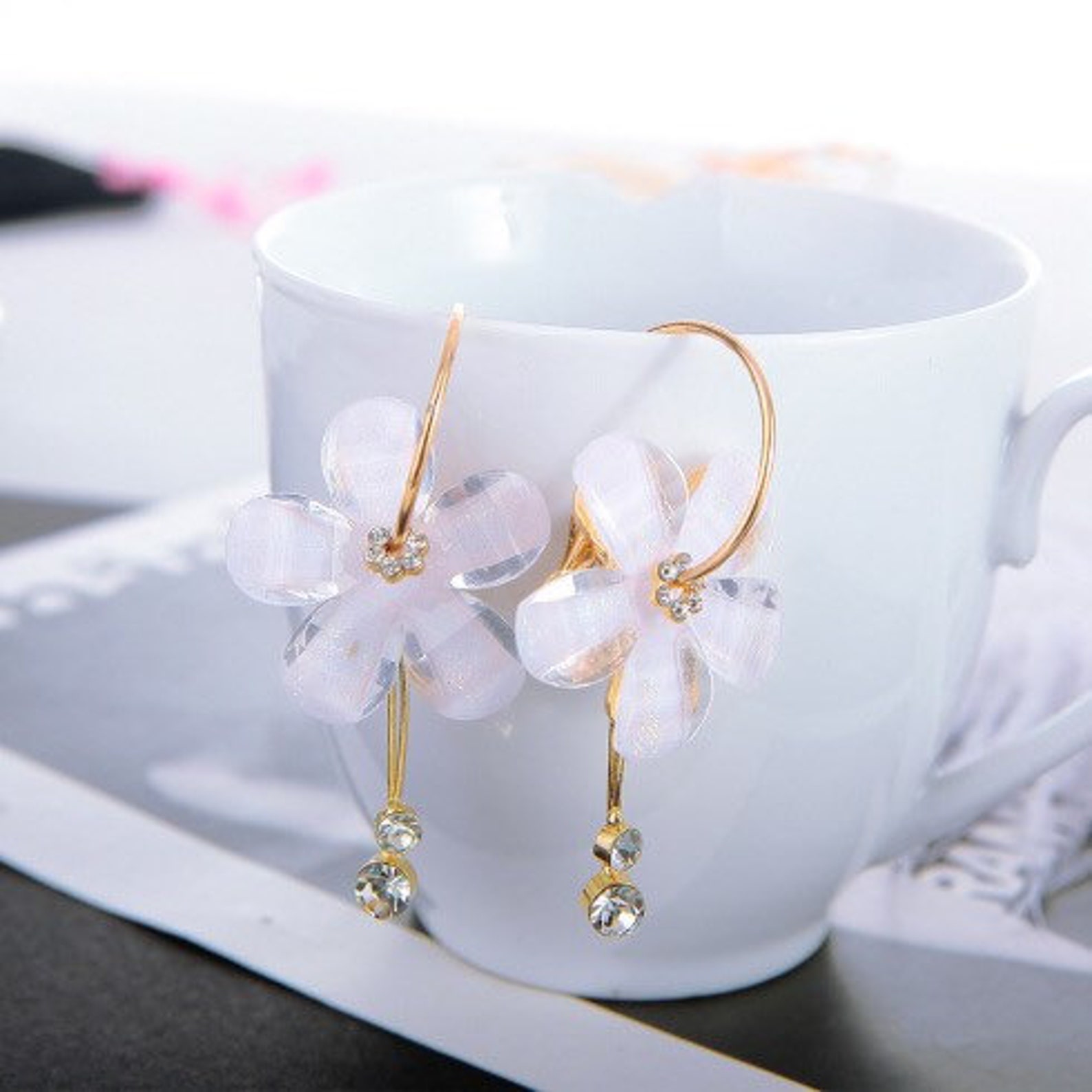 Flower Earrings Floral Earrings Statement Earrings Cute - Etsy