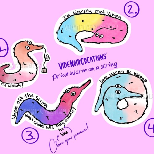 LGBTQ Pride Worm on A String Stickers 3.5 Bisexual Trans - Etsy