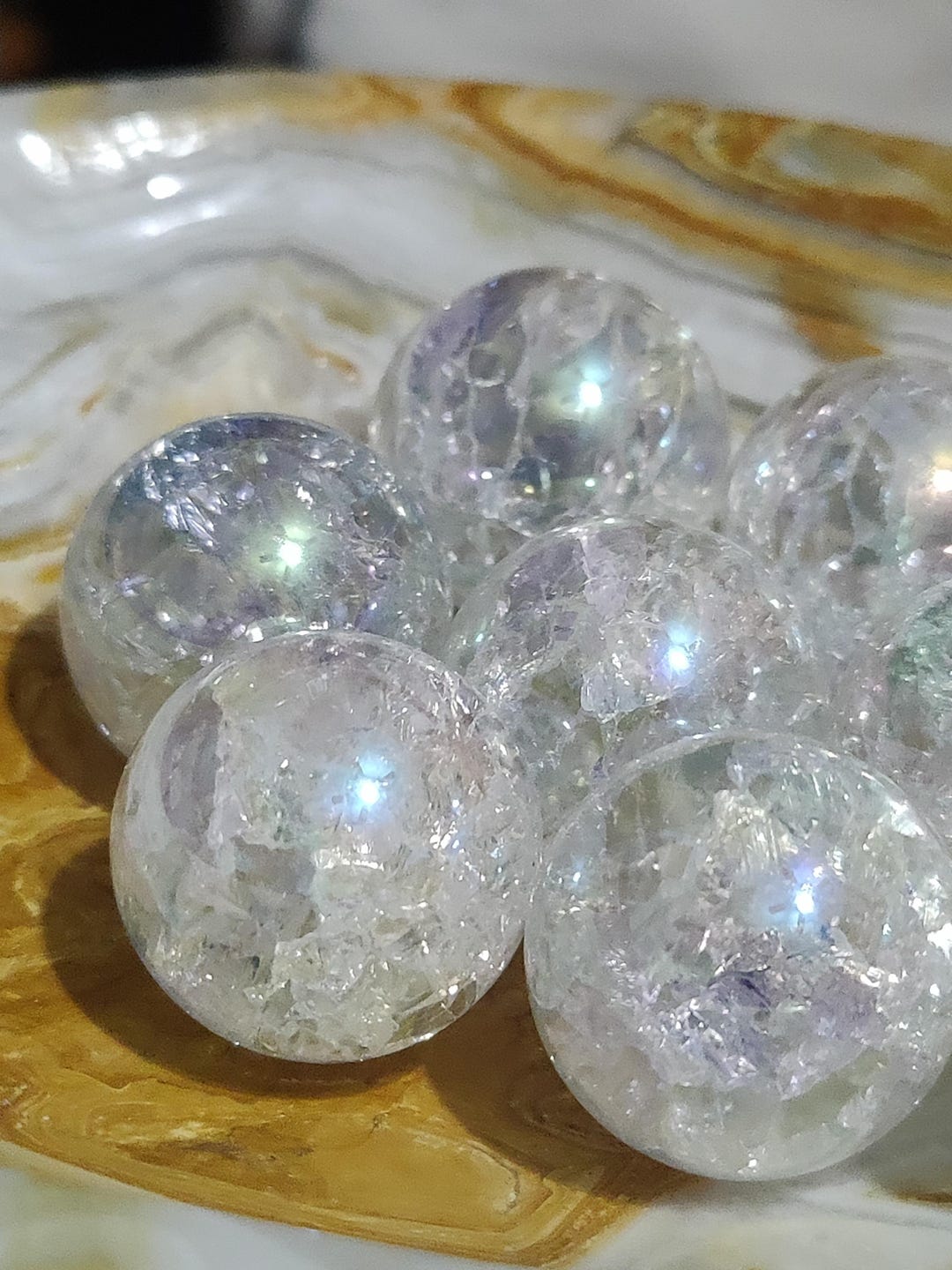 Angel Aura Crackle Quartz Mini Spheres, Aura Quartz Crystals, Angel ...