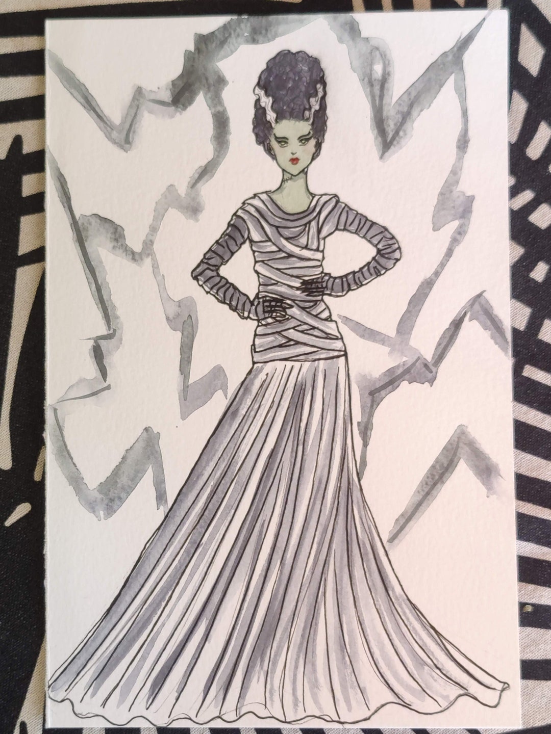 Original Watercolor Franken Friday Bride of Frankenstein Drawing ...