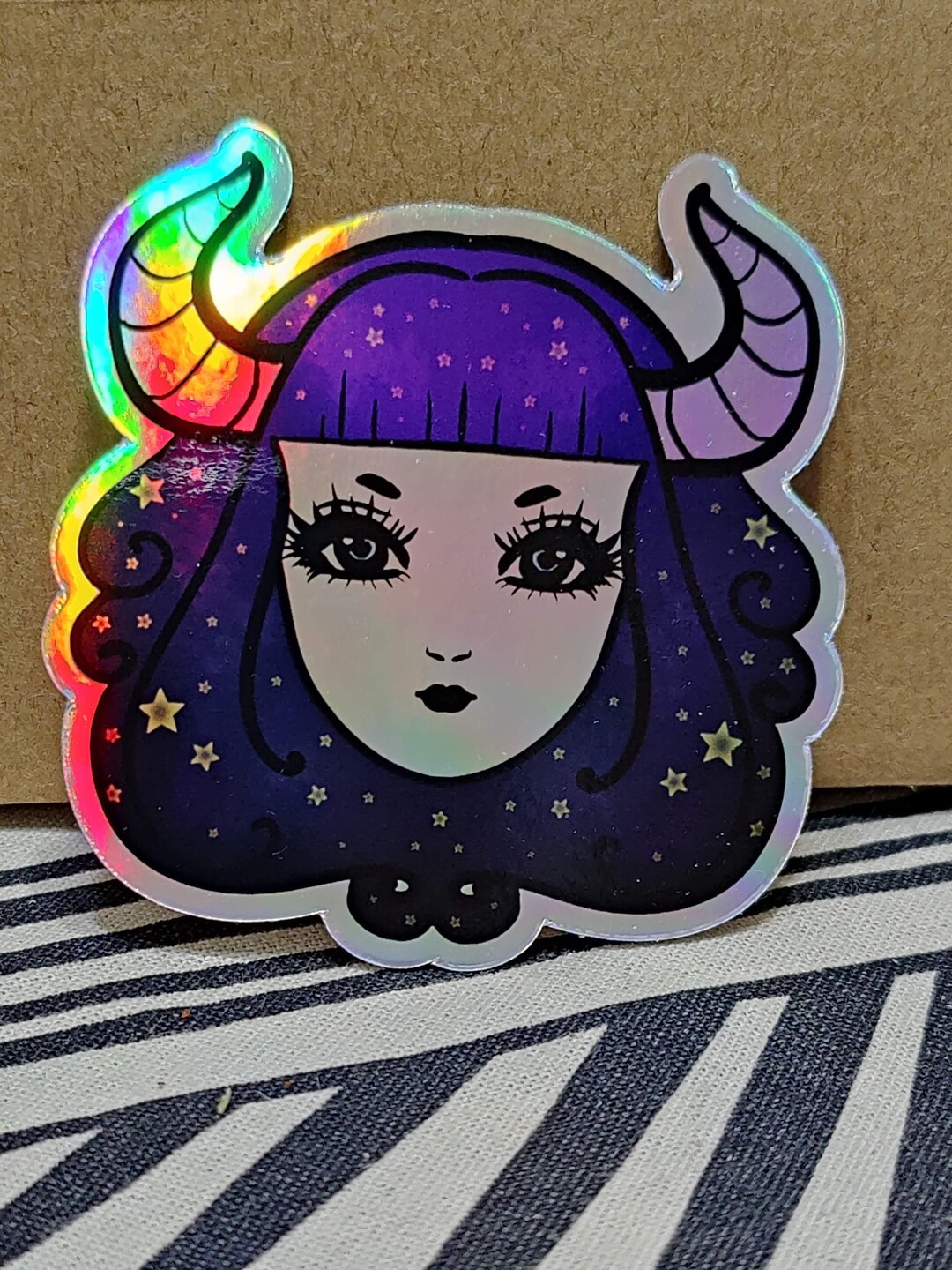 Taurus Astrology Vinyl Sticker, Holographic Zodiac Sticker, Cute Kawaii ...
