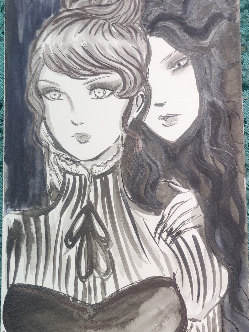 Original Watercolor Drawing Painting Mabs Drawlloween 2021 - Etsy