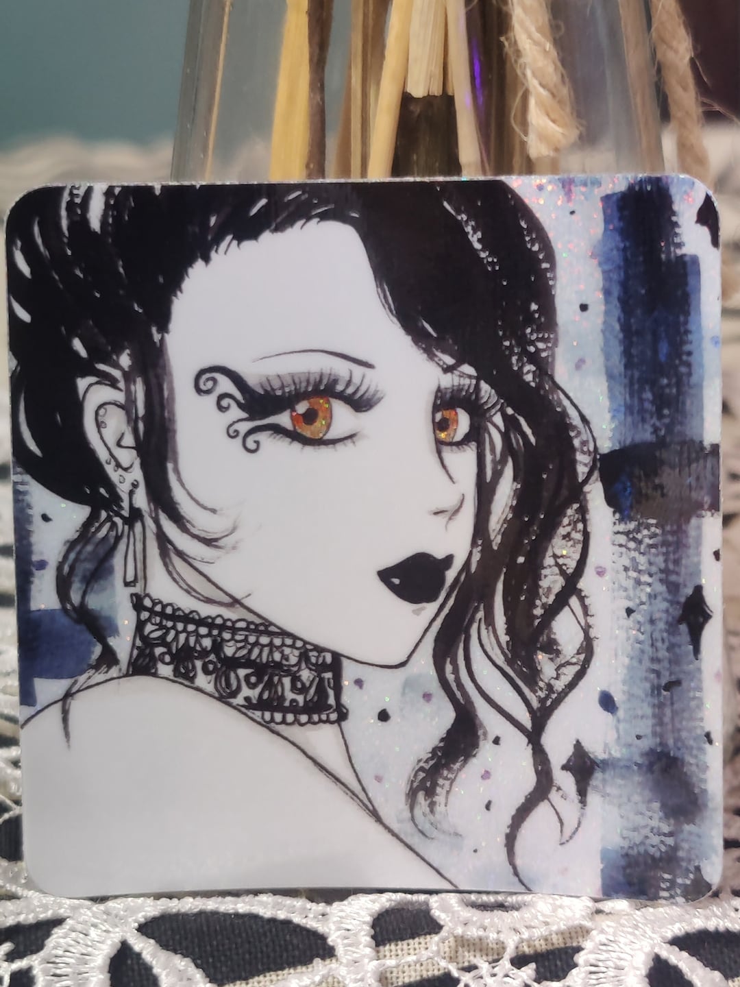 Glitter Goth Girl Sticker: Holographic Vinyl, Waterproof Naenia Art - Etsy