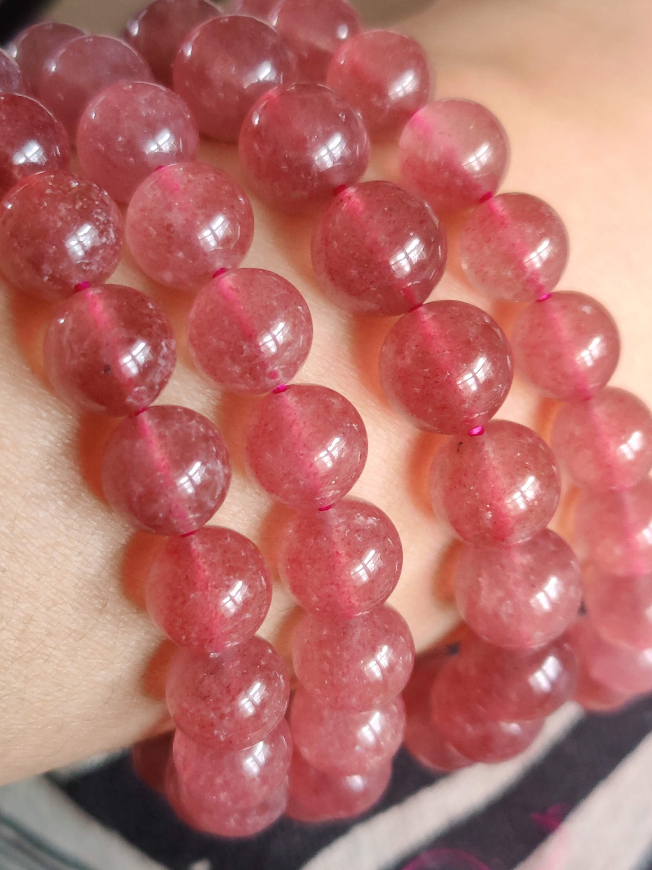 Strawberry Quartz Bracelet 9mm 10mm Round Bead Crystal - Etsy