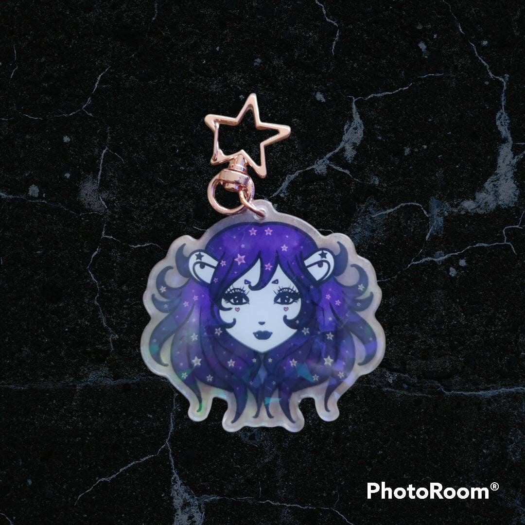 Leo Zodiac Holographic Acrylic Keychain, Astrology Keychain, Zodiac ...