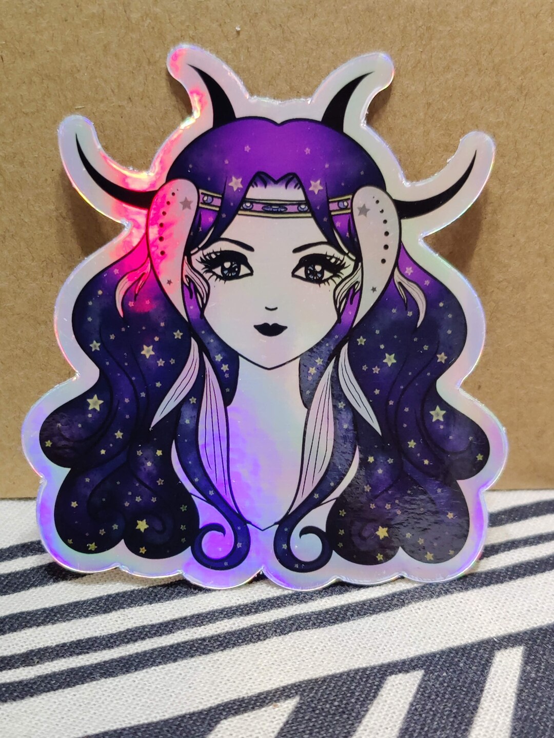 Pisces Astrology Vinyl Sticker, Holographic Zodiac Sticker, Cute Kawaii ...