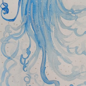 Original Watercolor Ocean Oddities Jelly Fish Drawing Painting, Mabs ...