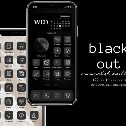 200 Ios 14 App Icons Black Aesthetic for Home Screen Ios14 | Etsy