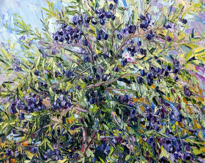 Olive Tree Impasto Oil Painting on Canvas, Original Art, Van Gogh Style ...