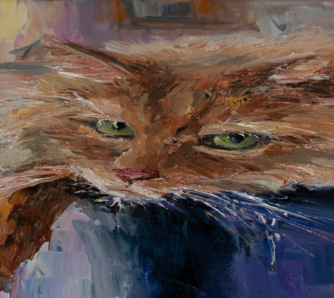 Original Art Ginger Cat Portrait Oil Paintings on Canvas - Etsy