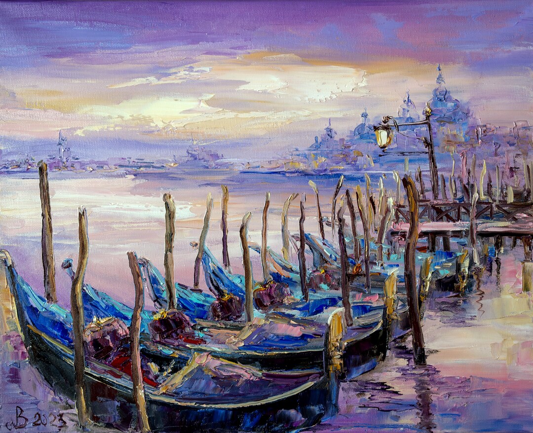 Gondola Oil Painting Original Art, Venice Paintings on Canvas ...