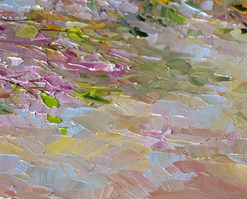 Spring Garden Paintings on Canvas Original Art Bird and - Etsy