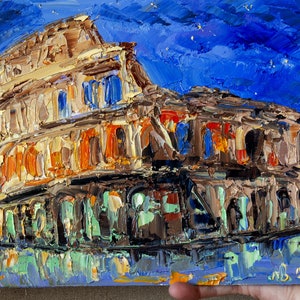 Night City Rome Painting Oil Original Art Colosseum - Etsy