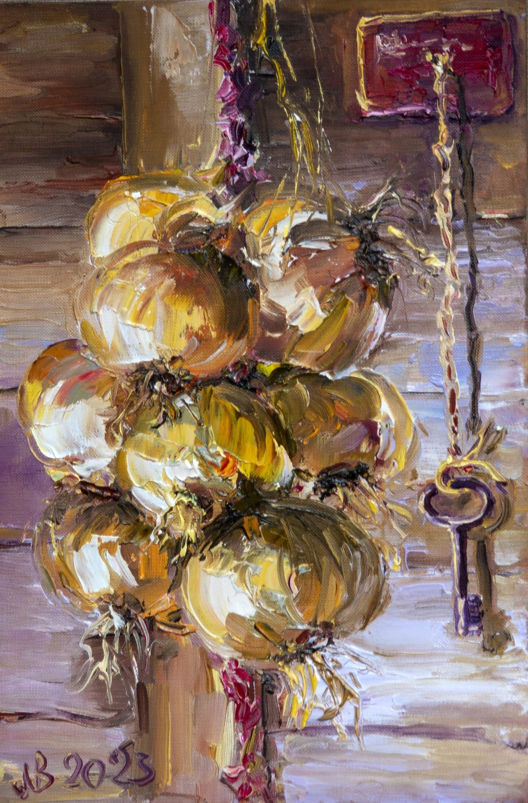 Onion Painting Original Art, Vegetable Oil Painting, Kitchen Decor ...